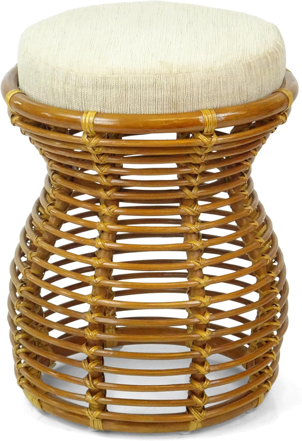 Milan Handmade Natural Rattan Wicker Ottoman Stool Vanity Bedroom Fully ...