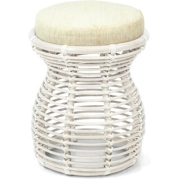 Milan Handmade Natural Rattan Wicker Ottoman Stool Vanity Bedroom Fully ...