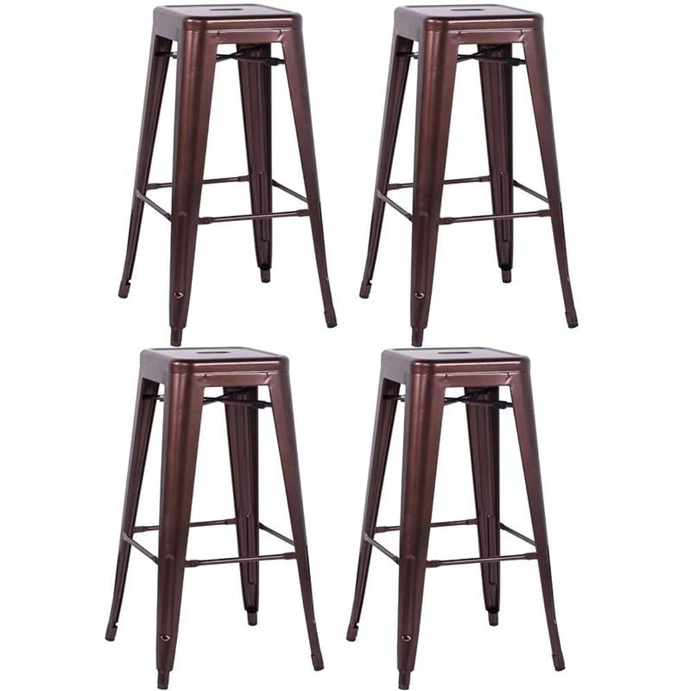Milan Inara Collection Modern Copper Galvanized Metal Bar Stools (Set ...