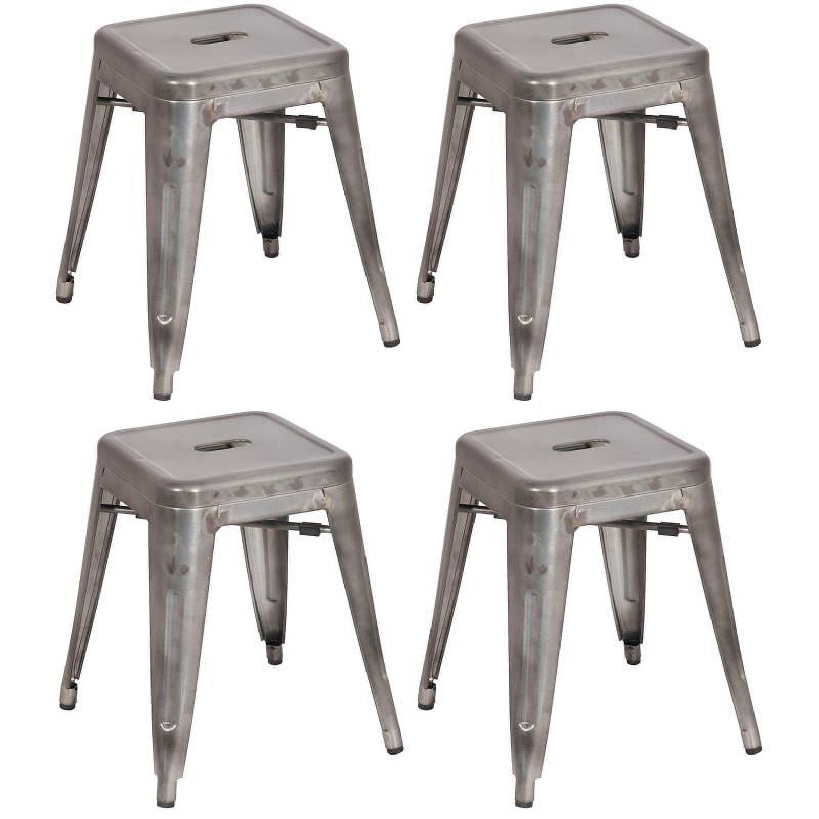 Milan India Collection Modern Gunmetal Galvanized Metal Bar Stools (Set ...