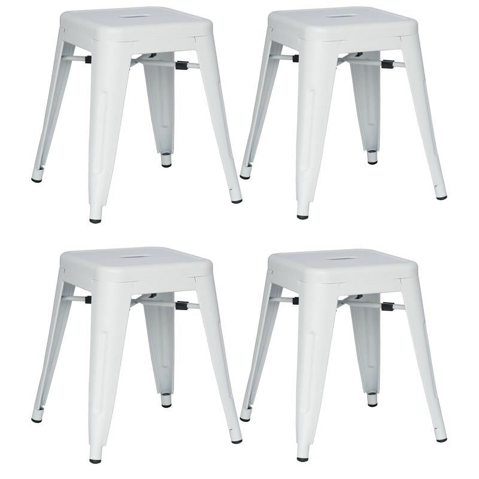 Milan India Collection Modern White Galvanized Metal Bar Stools (Set of ...