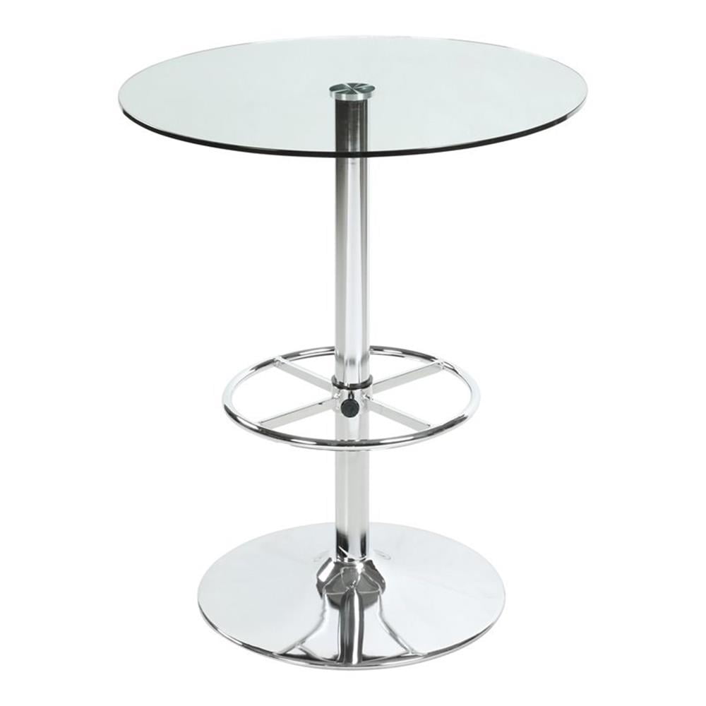 "Milan Jude 30"" Round Clear Glass Top Pub Table, Modern Chrome ...
