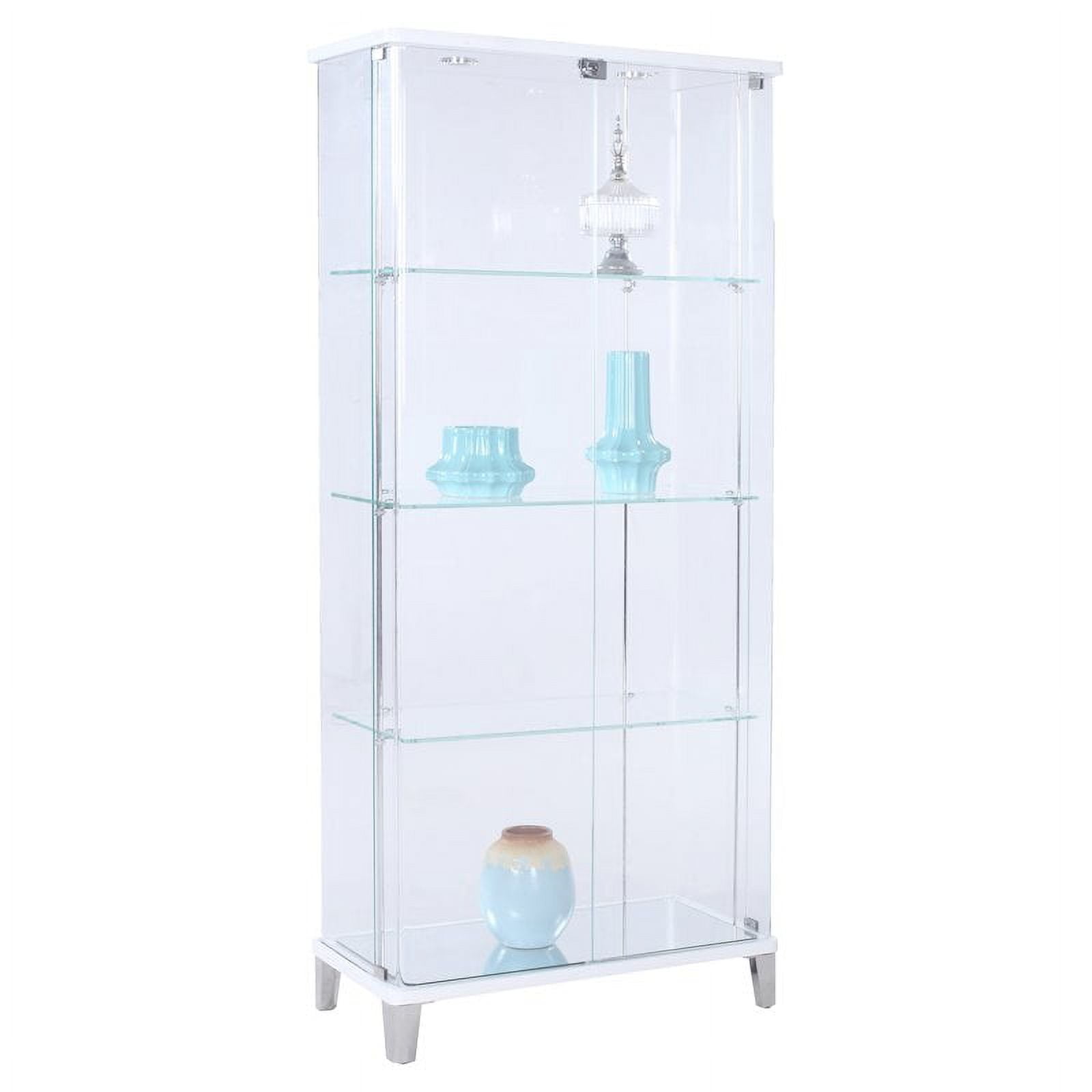 Milan Karely 31.5" Rectangular Glass Curio Cabinet with LED in White ...