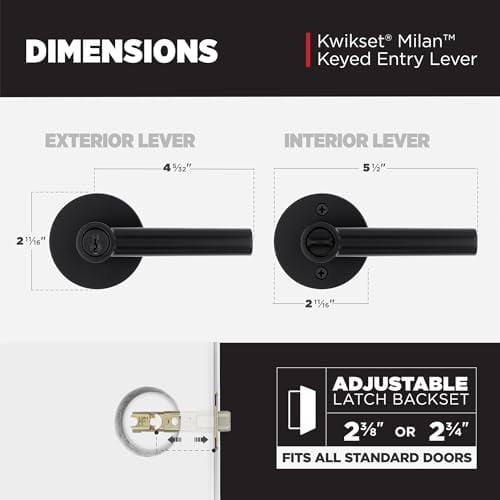 Milan Keyed Storeroom Entry Door Handle with Lock and Key, Secure Keyed ...