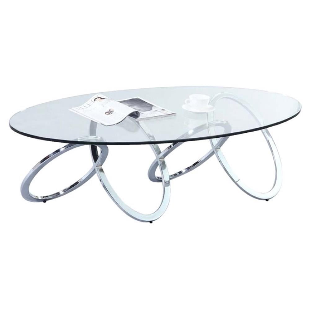 Milan Lexa 53.9" Contemporary Glass and Metal Cocktail Table in Clear - Walmart.com