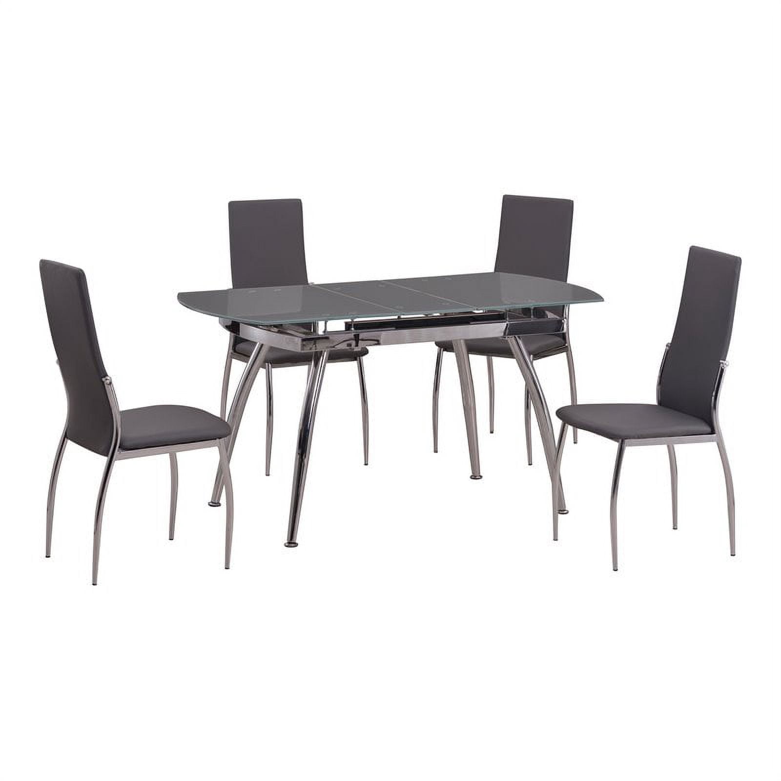 Milan Lynette 5-piece Steel and Faux Leather Dining Set in Gray/Chrome ...