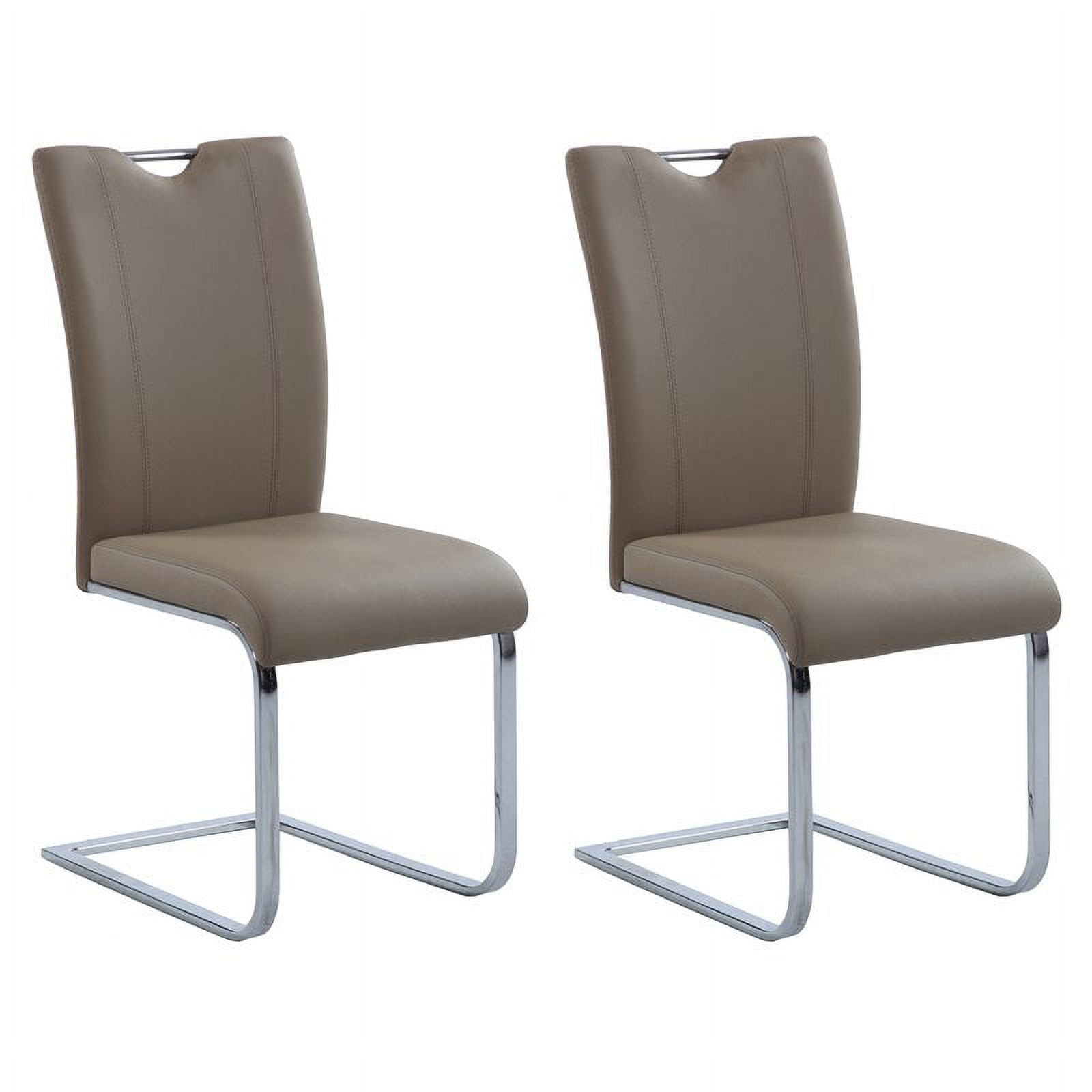 Milan Melinda Handle-Back Faux Leather Side Chair in Beige (Set of 2 ...