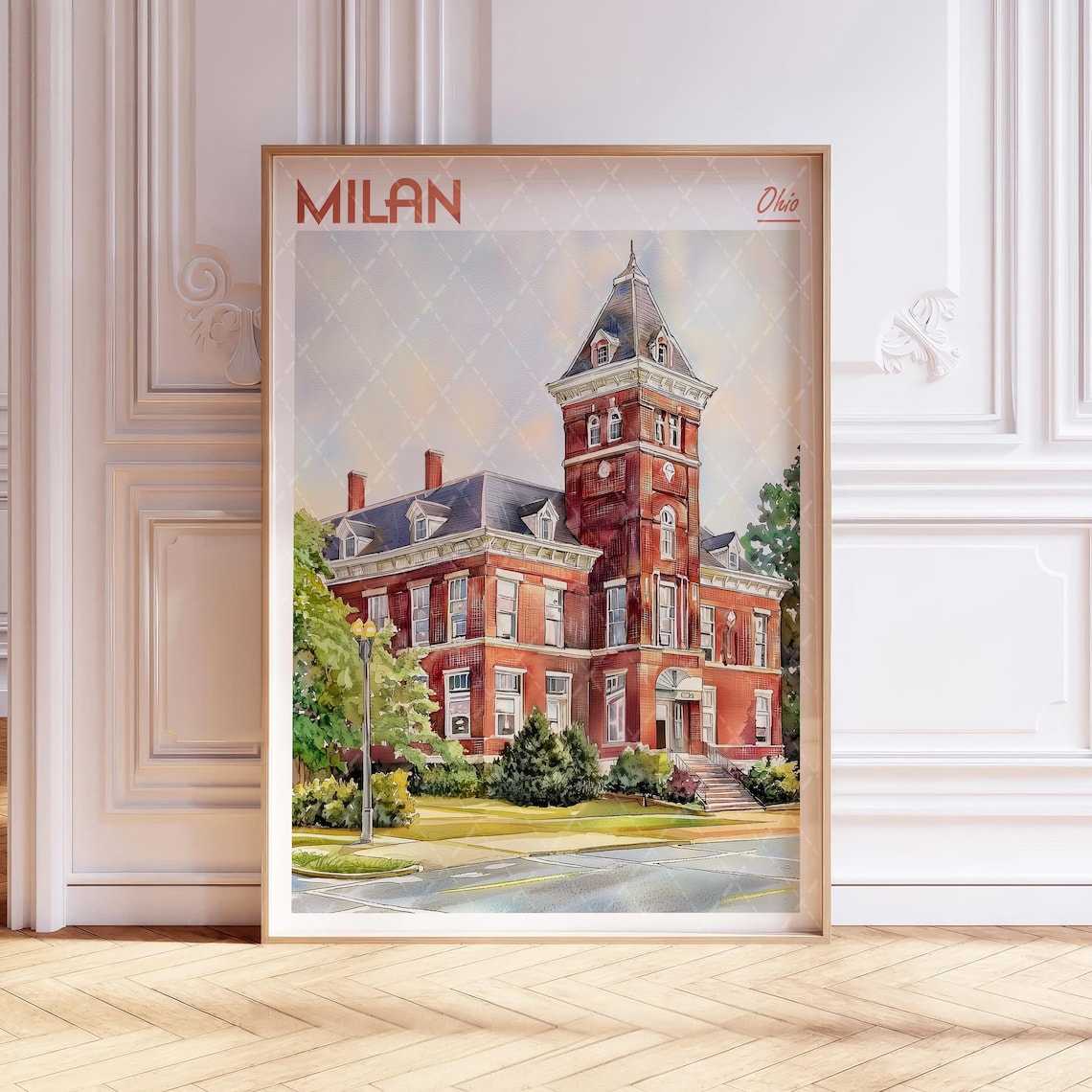 Milan Ohio Watercolor Art Print: Pastel Travel #3142, Unframed Canvas ...