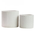 Milan Set Indoor Ceramic Plant Pots - White Hobnail Design with Drain ...
