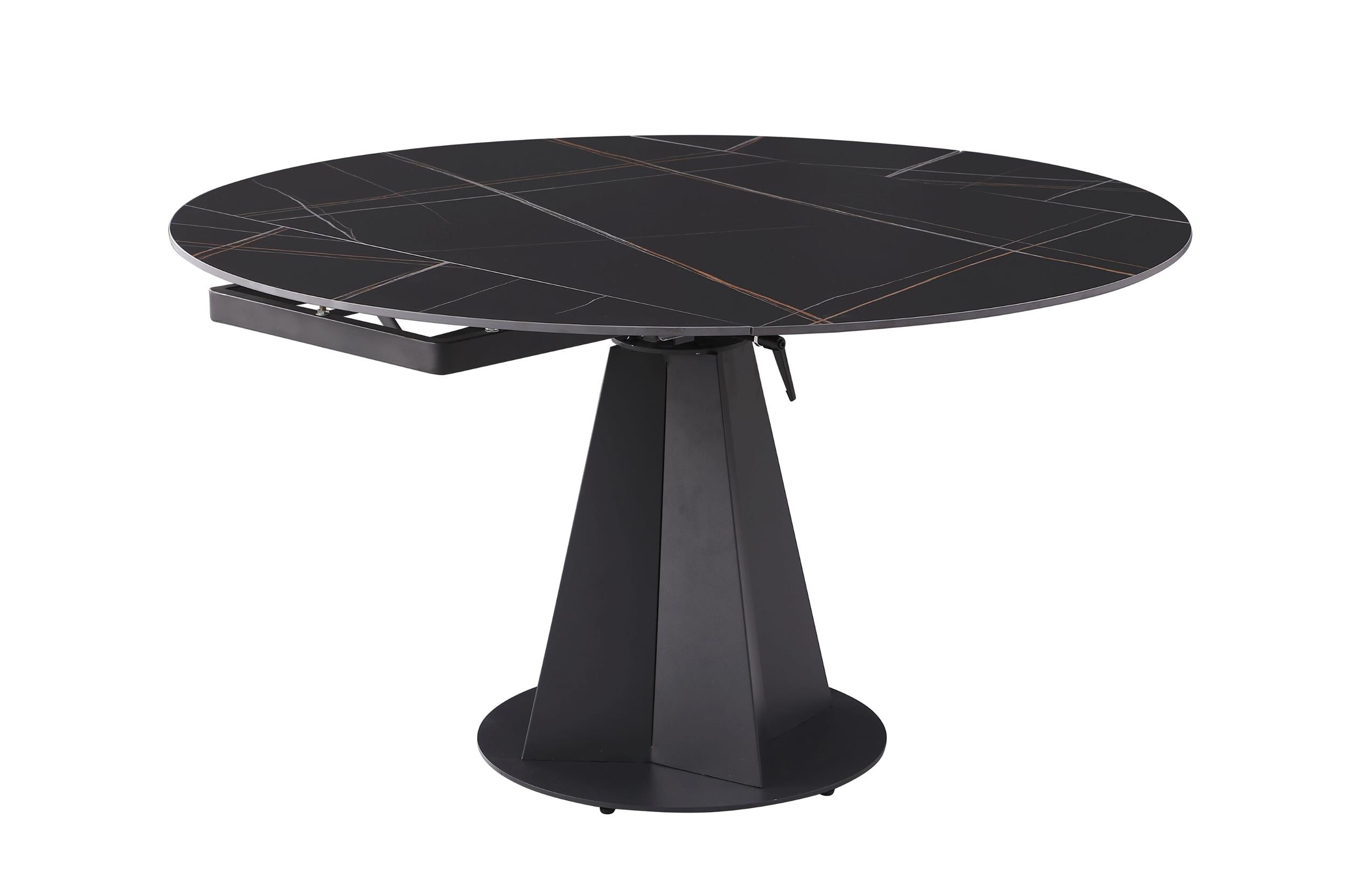 Milan Sean Contemporary Motion Extendable Table with Matte Black Steel ...