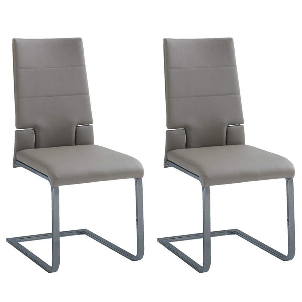 Milan Sequoia Taupe Faux Leather Motion Back Cantilever Side Chair (Set ...