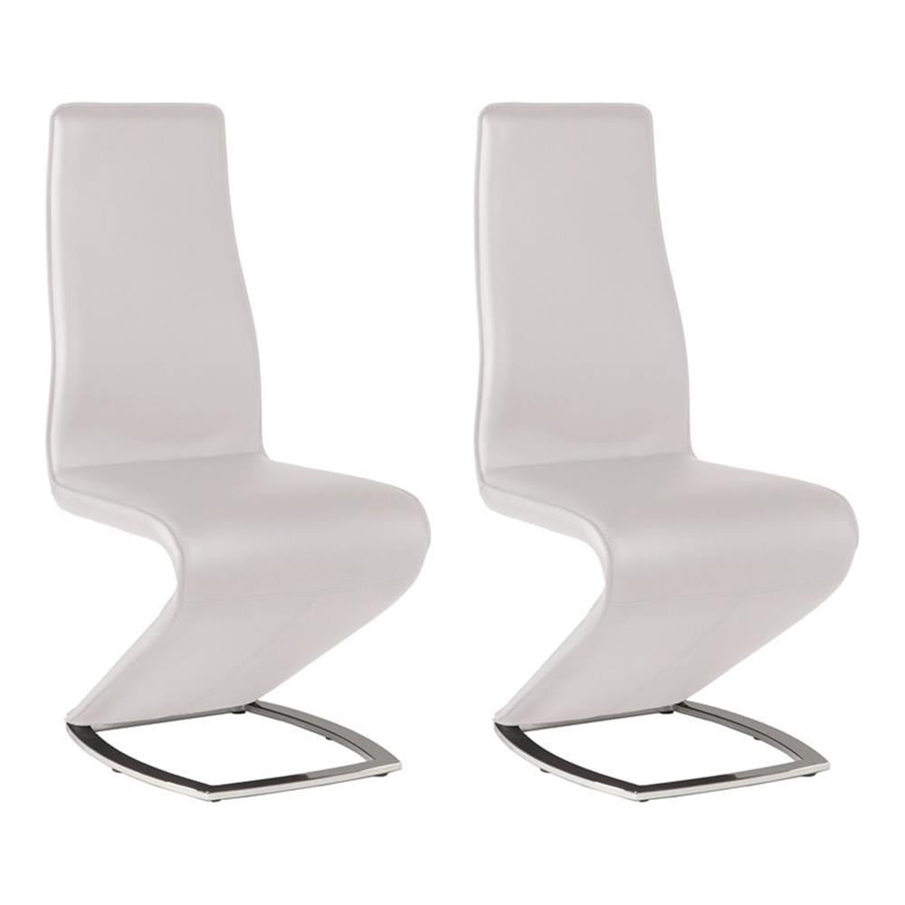 Milan Tatiana Z-Shaped Faux Leather Side Chair in White (Set of 2 ...