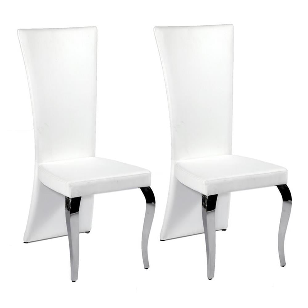 Milan Tess High-Back Faux Leather Side Chair in White (Set of 2 ...