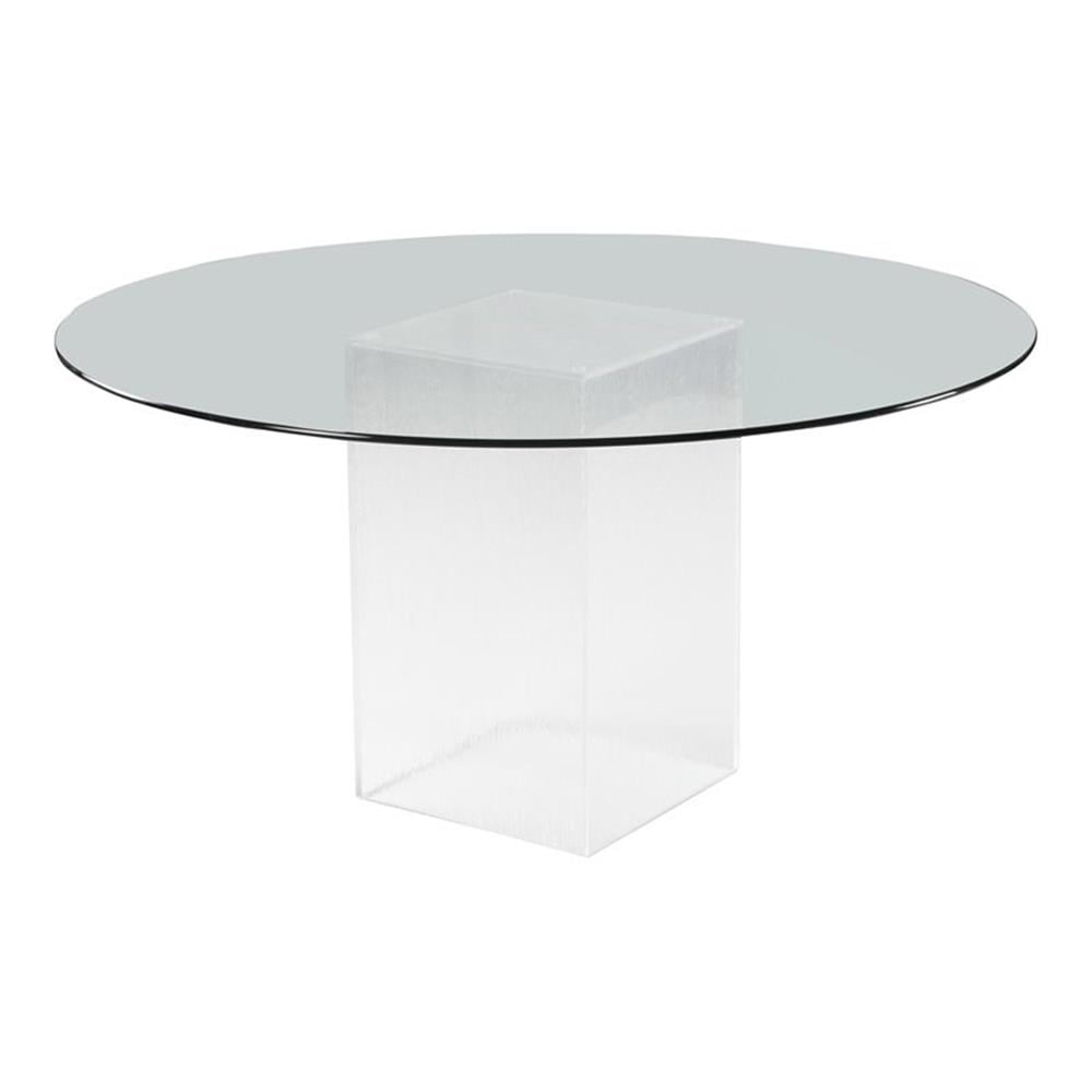 Milan Valor 54" Round Glass and Acrylic Dining Table in Clear - Walmart.com