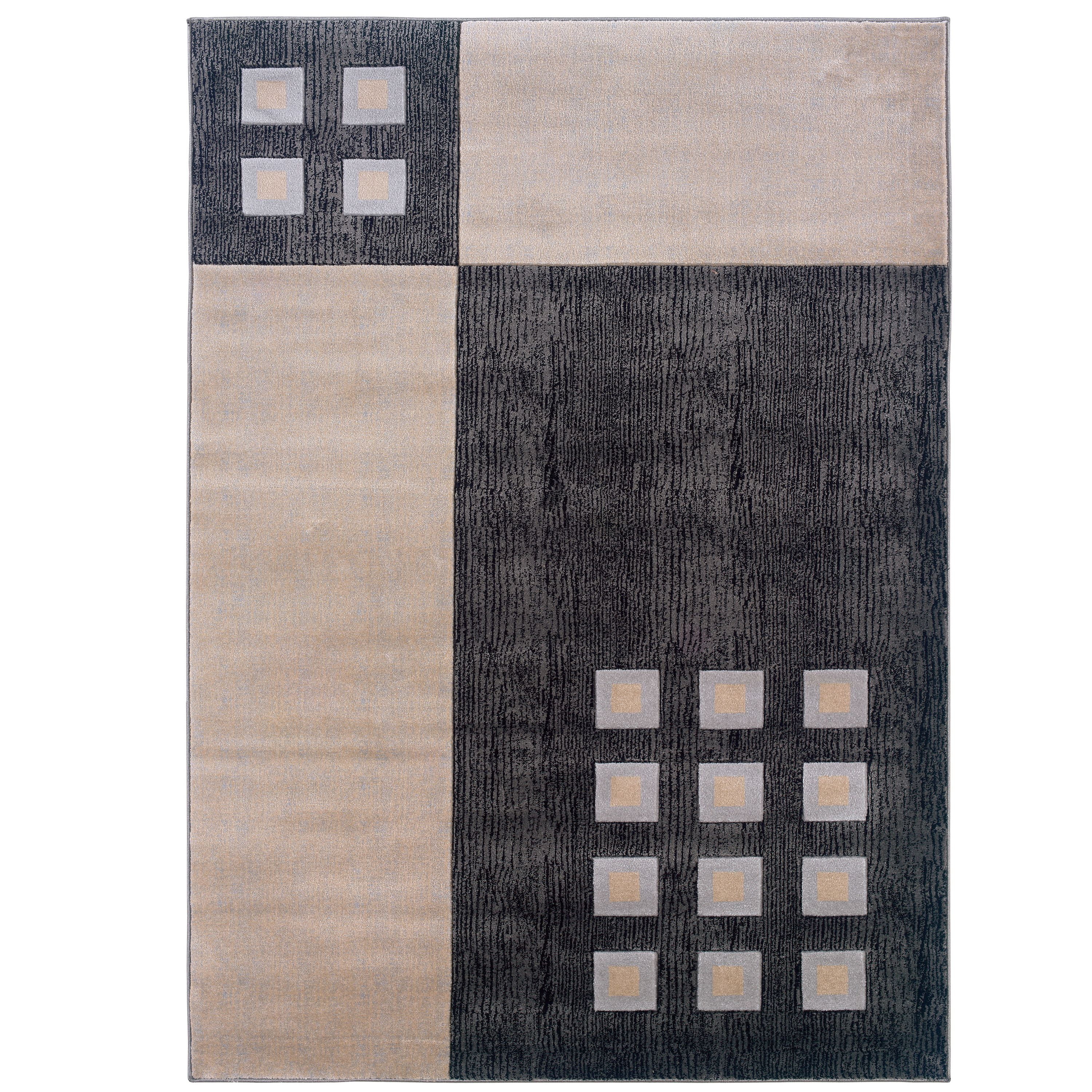 Milan Wallace Black Area Rug 5x7.7 Abstract Design 100% Polypropylene ...