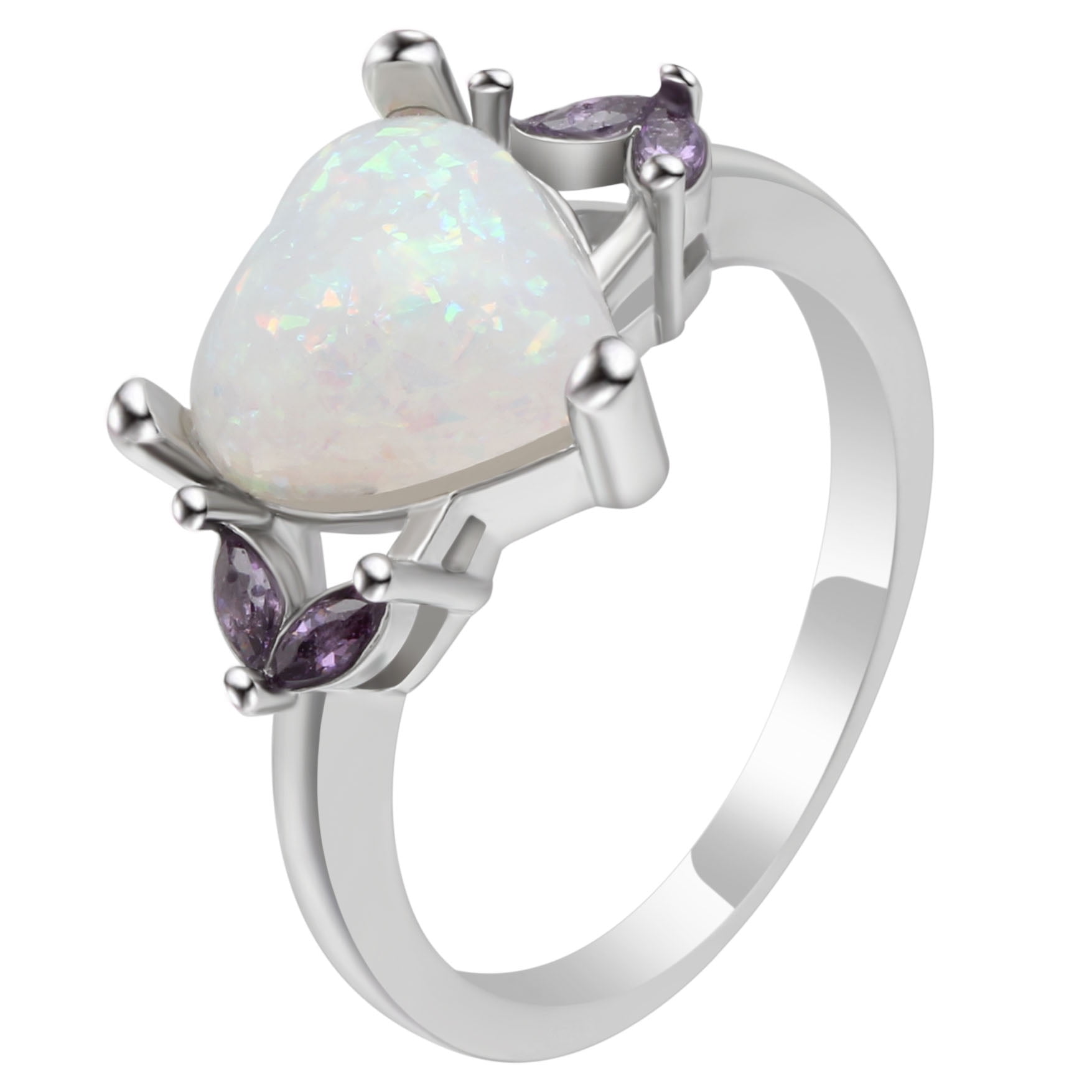 Milana Statement Ring Purple Cz Heart Fire Opal for Women Ginger Lyne Collection - Walmart.com