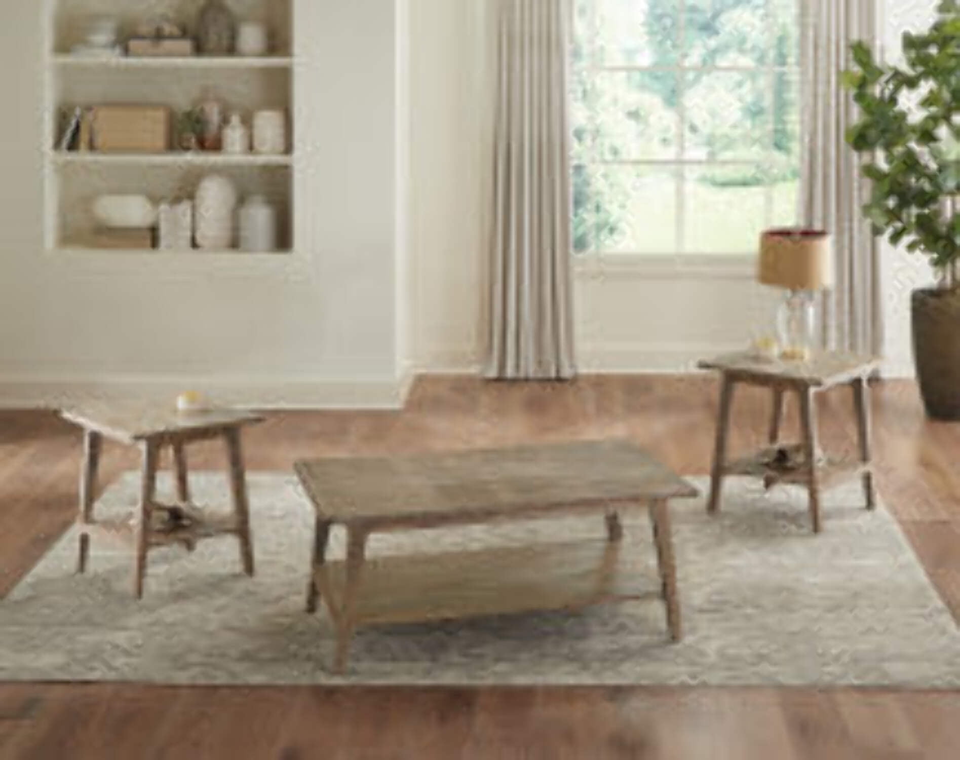 Milani 3 Piece Table Set Light Brown Light Brown Wood - Walmart.com