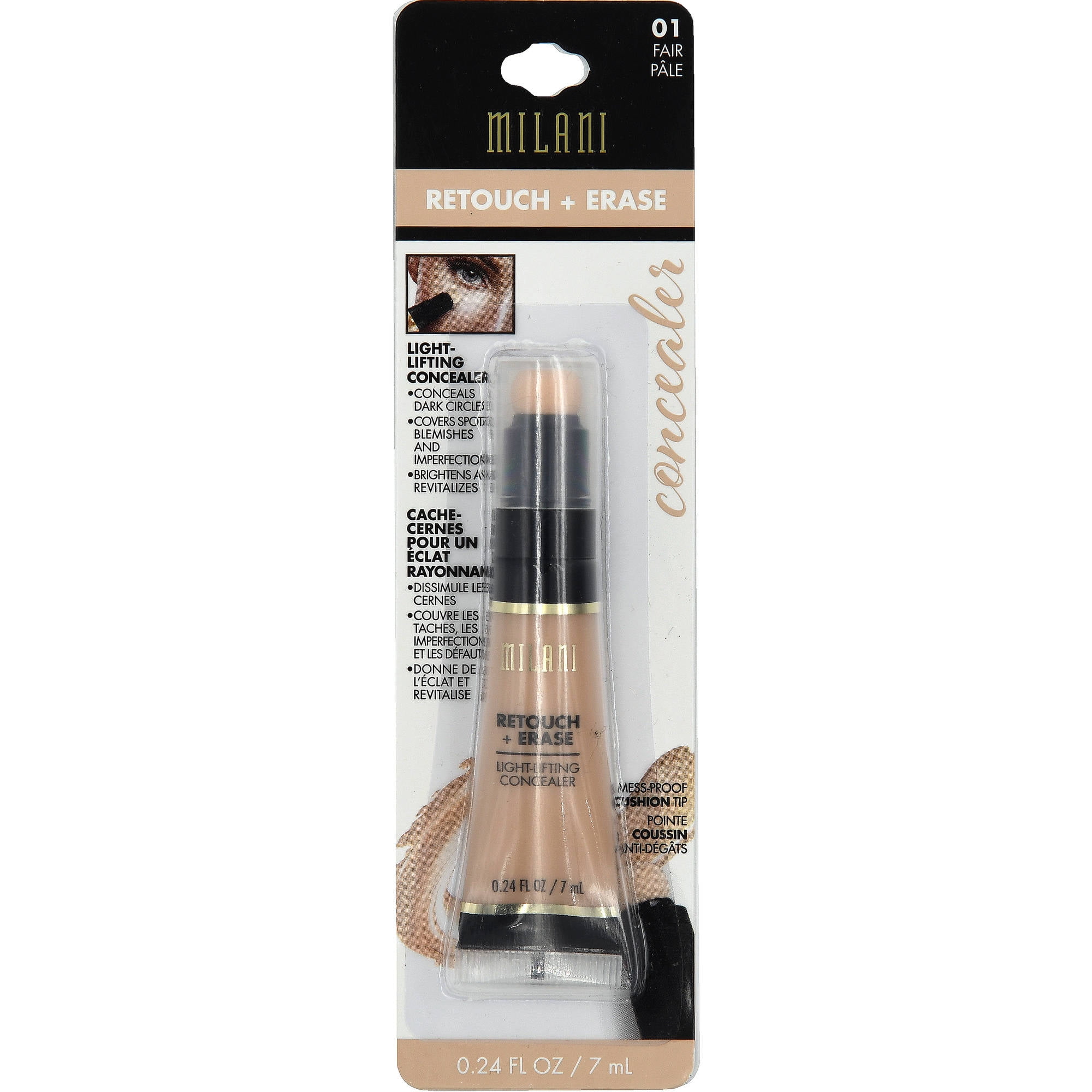 Milani Retouch + Erase Concealer, Light Lifting, 01 Fair for Women ...