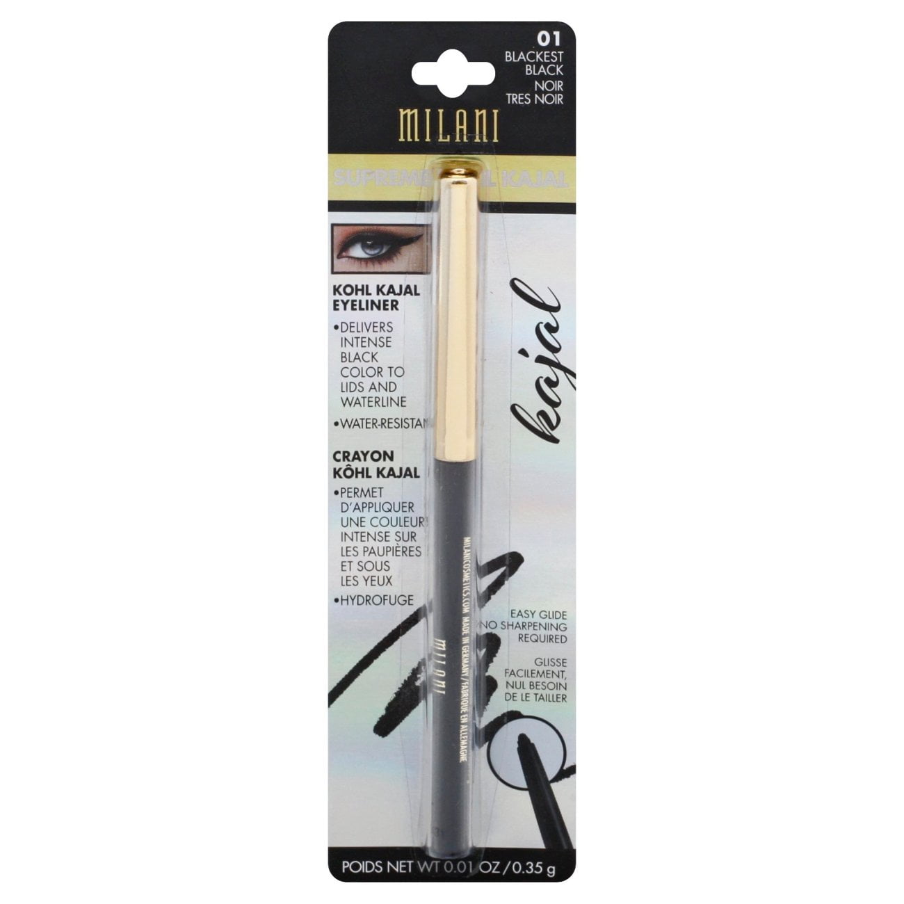 Milani Supreme Kohl Kajal Eyeliner Blackest Black - 0.01 oz (Packaging May Vary) - Walmart.com