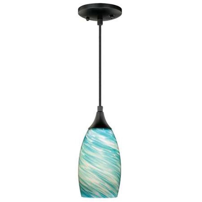 Milano Celeste Wave Glass Mini Pendant - Oil Rubbed Bronze Finish ...
