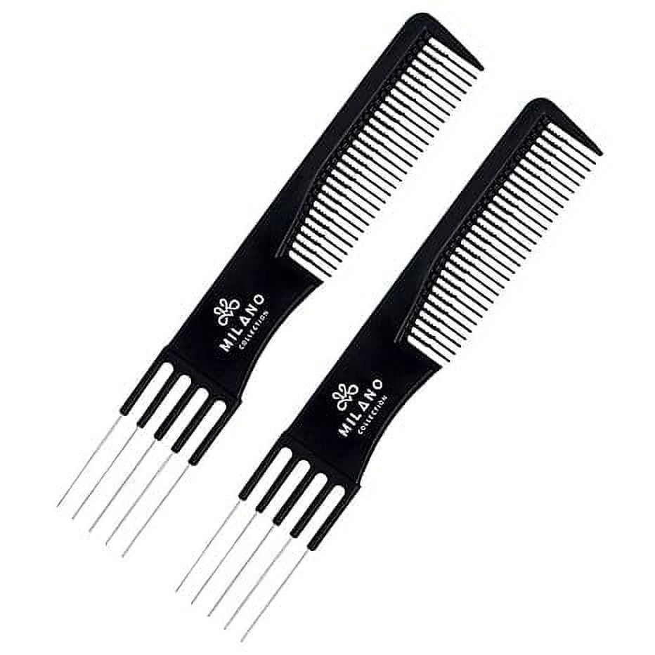 Milano Collection Black Teasing Comb, Two-Sided Hair Styling Tool ...