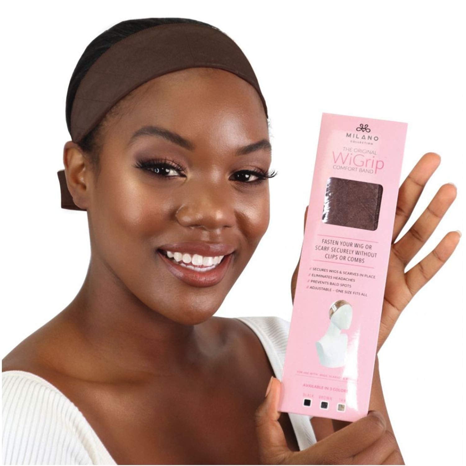 Milano Collection Brown WiGrip Wig Headband Grip, Adjustable Non-Slip ...