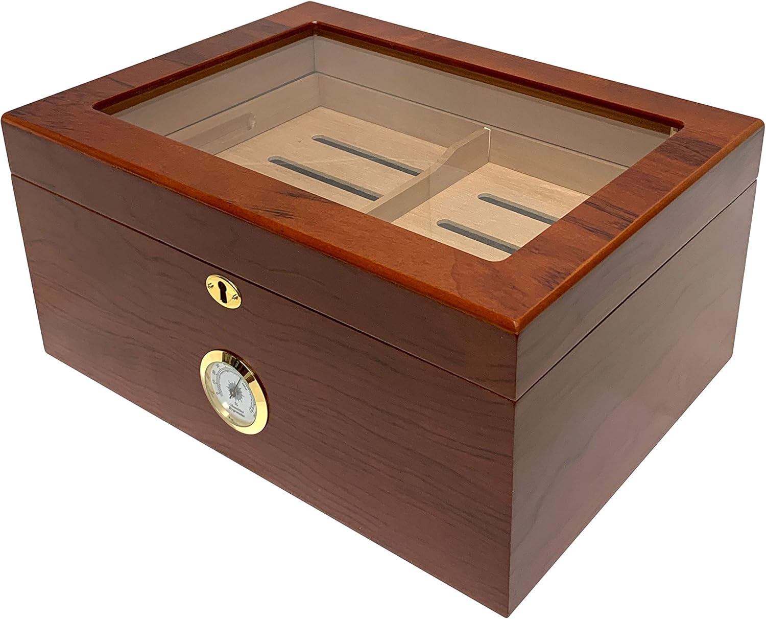 Milano Glasstop Cigar Humidor, Rosewood, Spanish Cedar Tray with ...