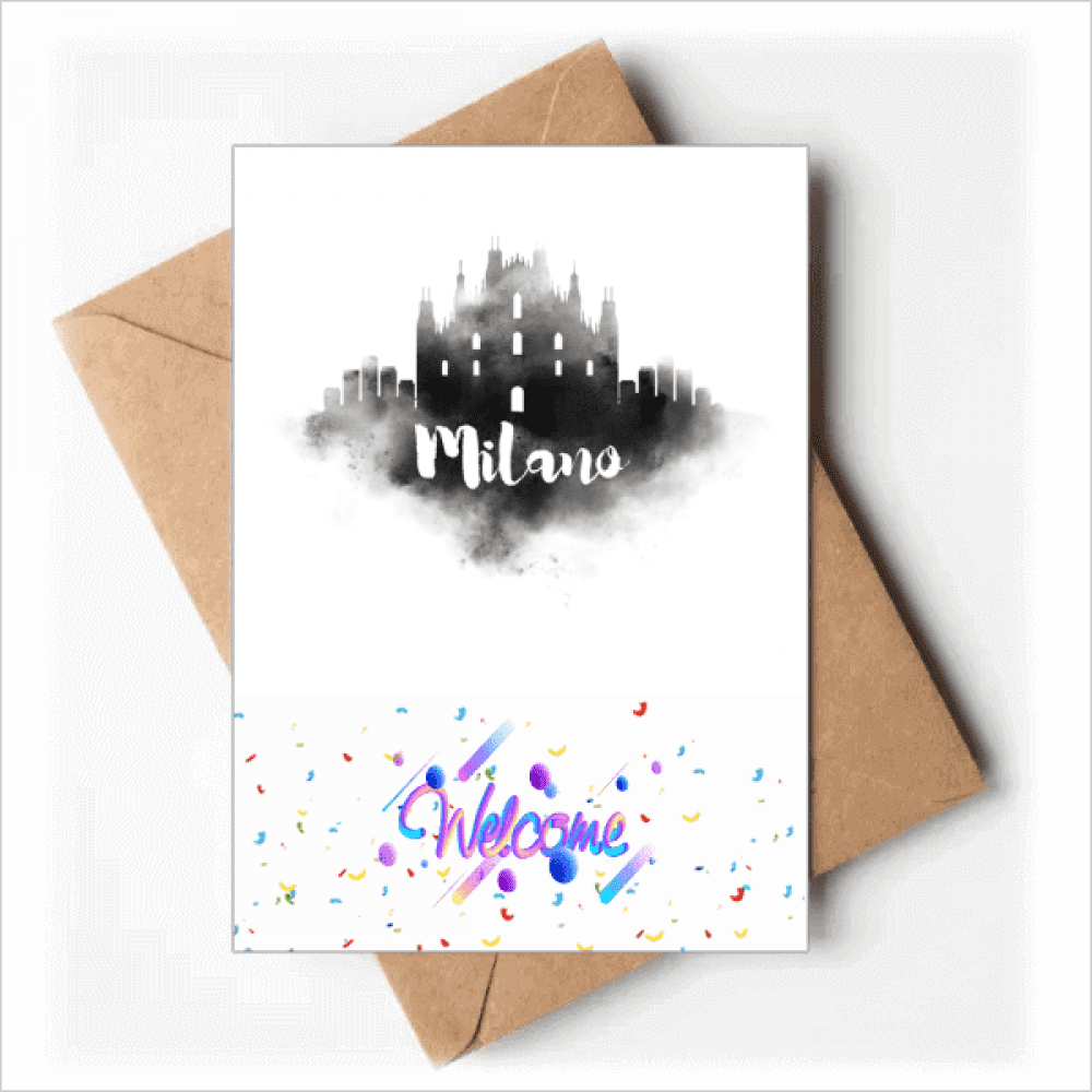 Milano Italy Landmark Ink City Painting Welcome Back Greeting Cards ...