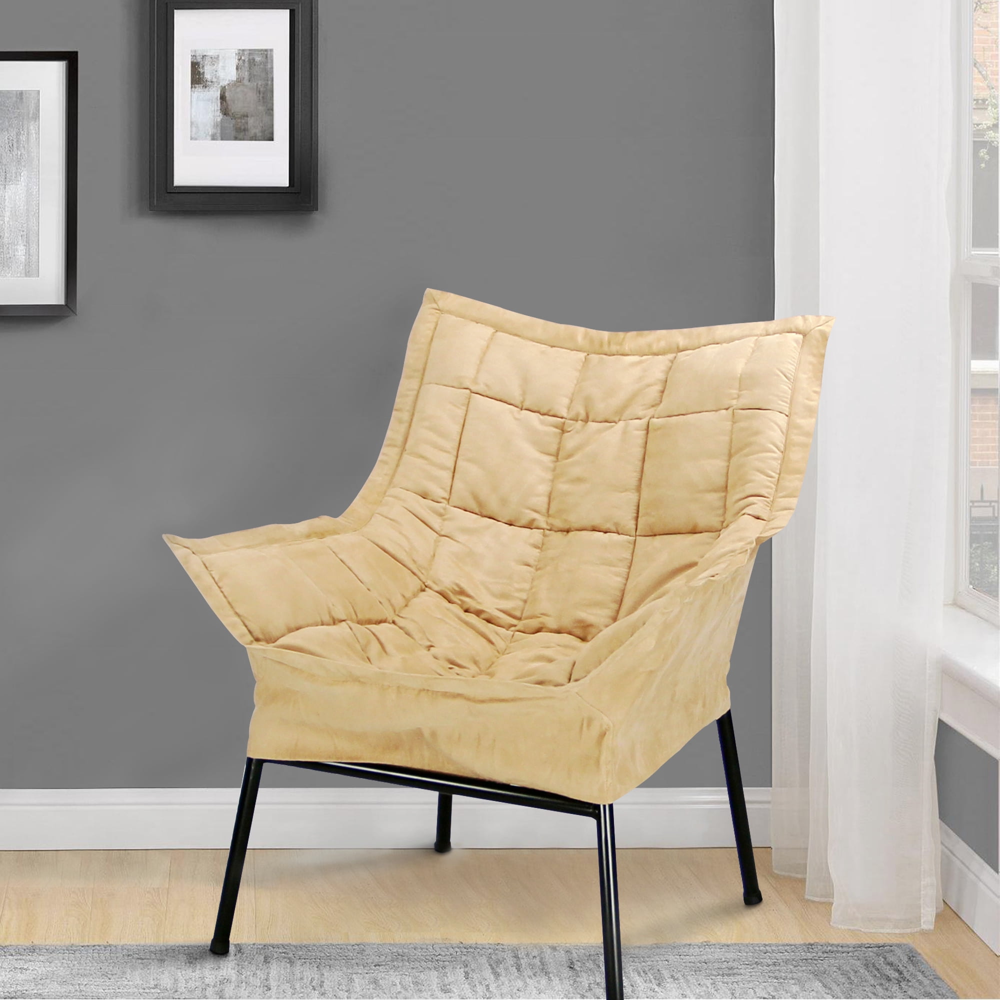 Milano Metal Chair Metal Frame- Black with Tan Outer Cover - Walmart.com