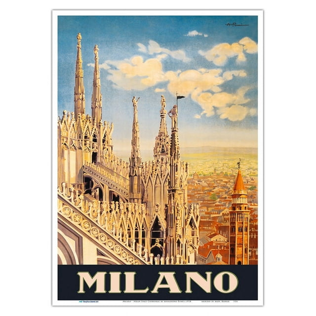 Milano - Milan Italy Cathedral - Vintage Travel Poster by Alessandro ...