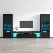 Soho 8 Modern Wall Unit Entertainment Center with 16 Color LED Lights ...