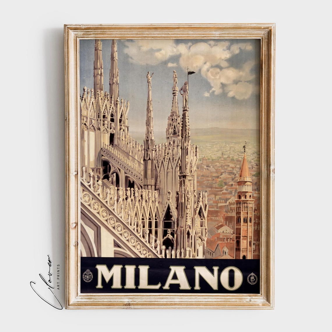 Milano Vintage Travel Poster Italian Restaurant Wall Decor Cityscape ...