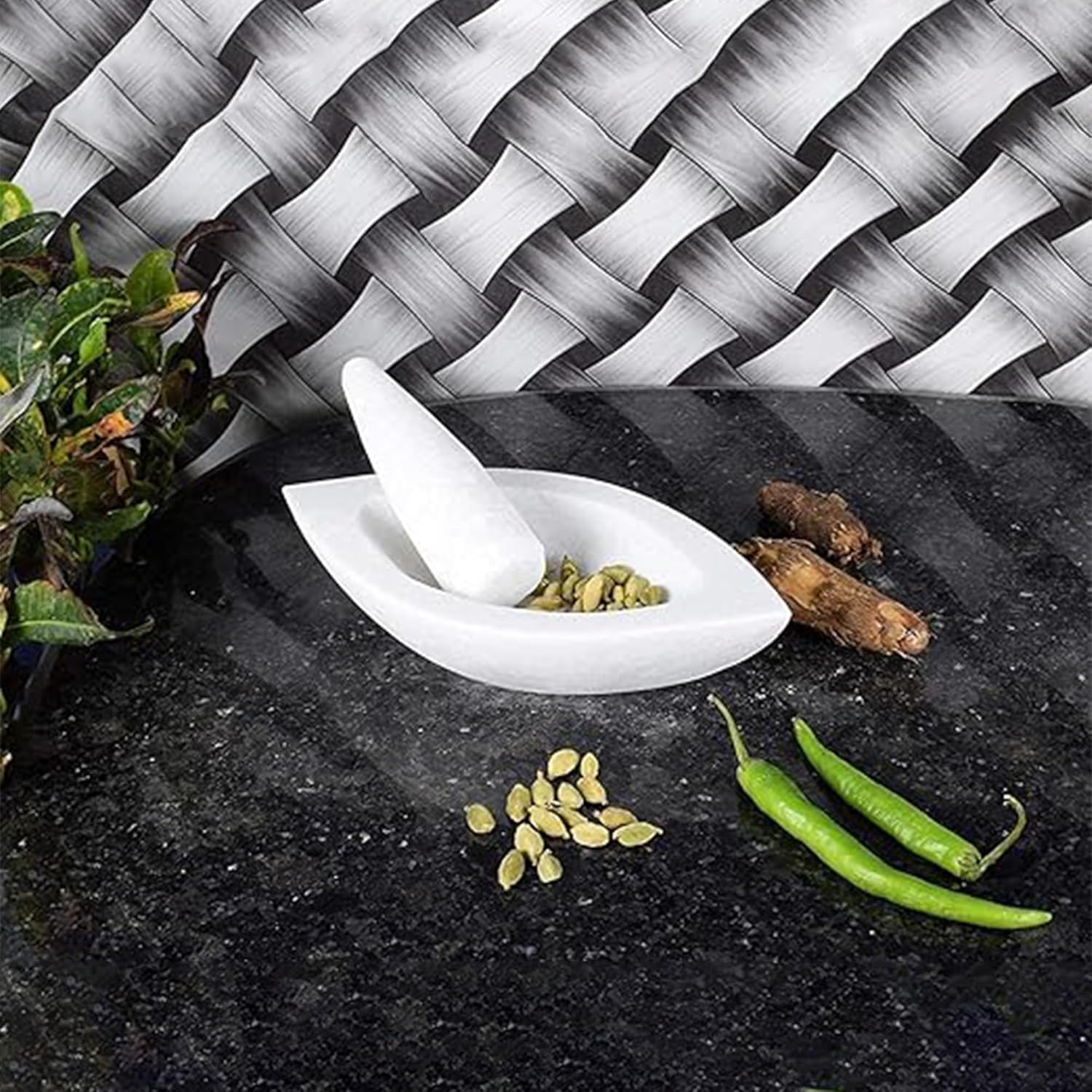 Milap Creations Marble Mortar and Pestle Set Stone Khalbatta Imamdasta ...