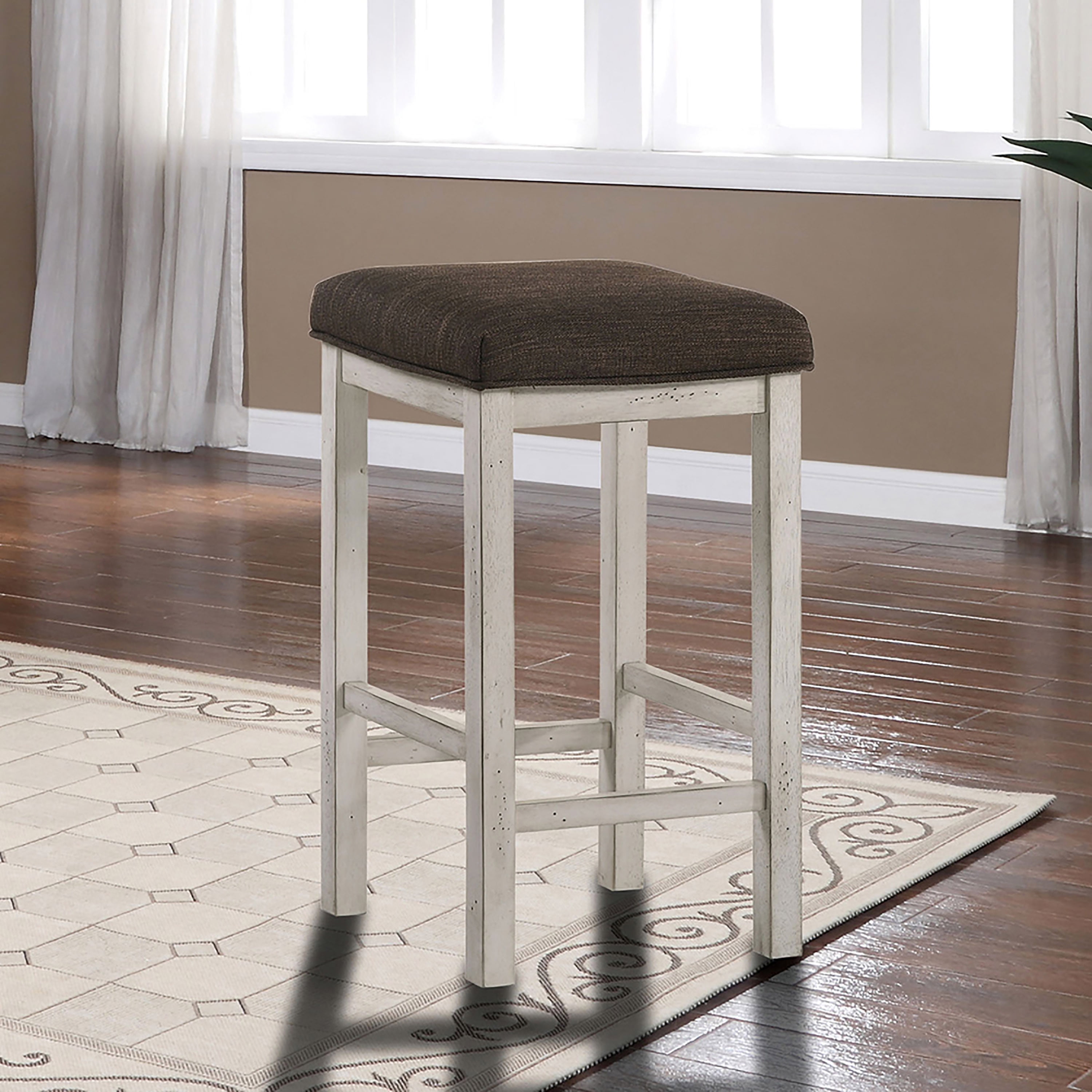 Milbain Padded Seat Solid Wood Counter Height Stools, Set of 2, Antique ...