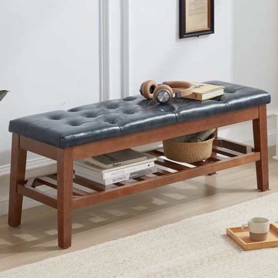Milcil Upholstered Shoe Bench Entryway Bench Bed Bench Tufted Seat with ...