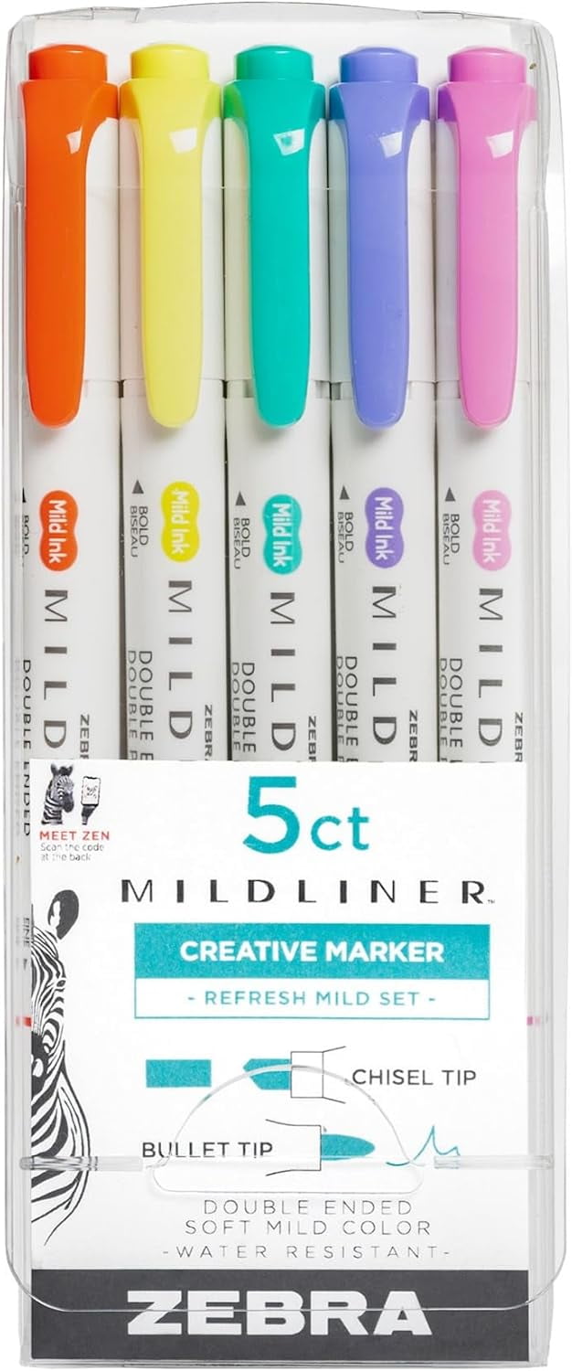 Mildliner, Double Ended Highlighter, Broad and Fine Tips, Assorted ...