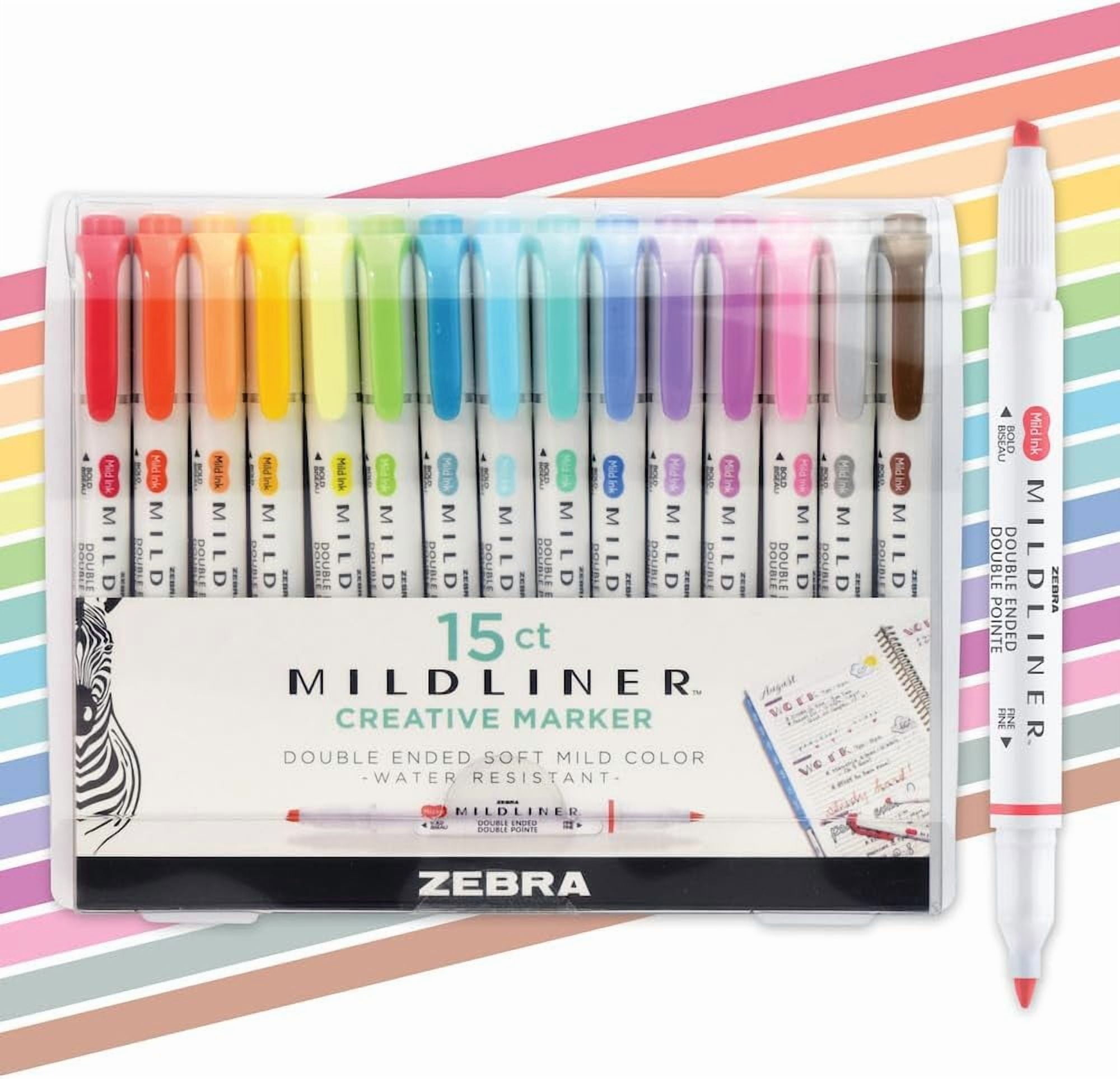 Mildliner Dual-Tip Highlighter Marker Set, Broad and Fine Point Tips ...