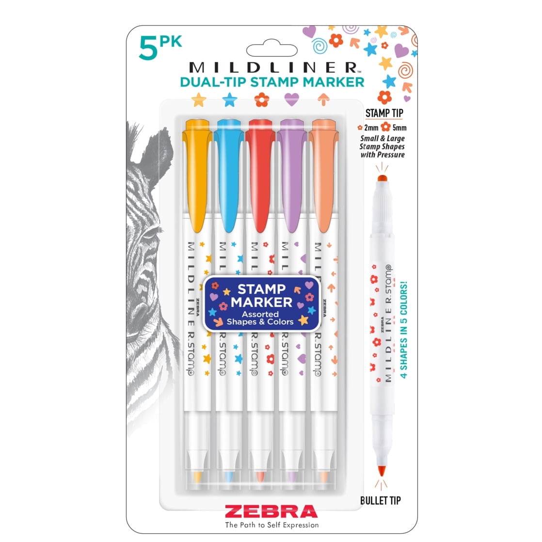 Mildliner Dual Tip Stamp Marker Assorted 5pk - Walmart.com