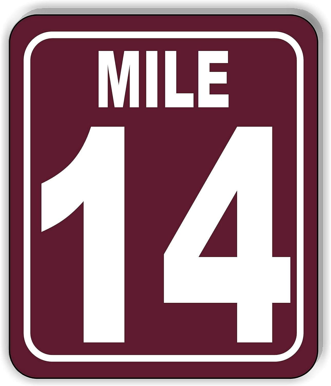 Mile 14 Distance Marker Brown Running Race 5k Marathon Aluminum Composite Outdoor Sign 8.5" x10 ...
