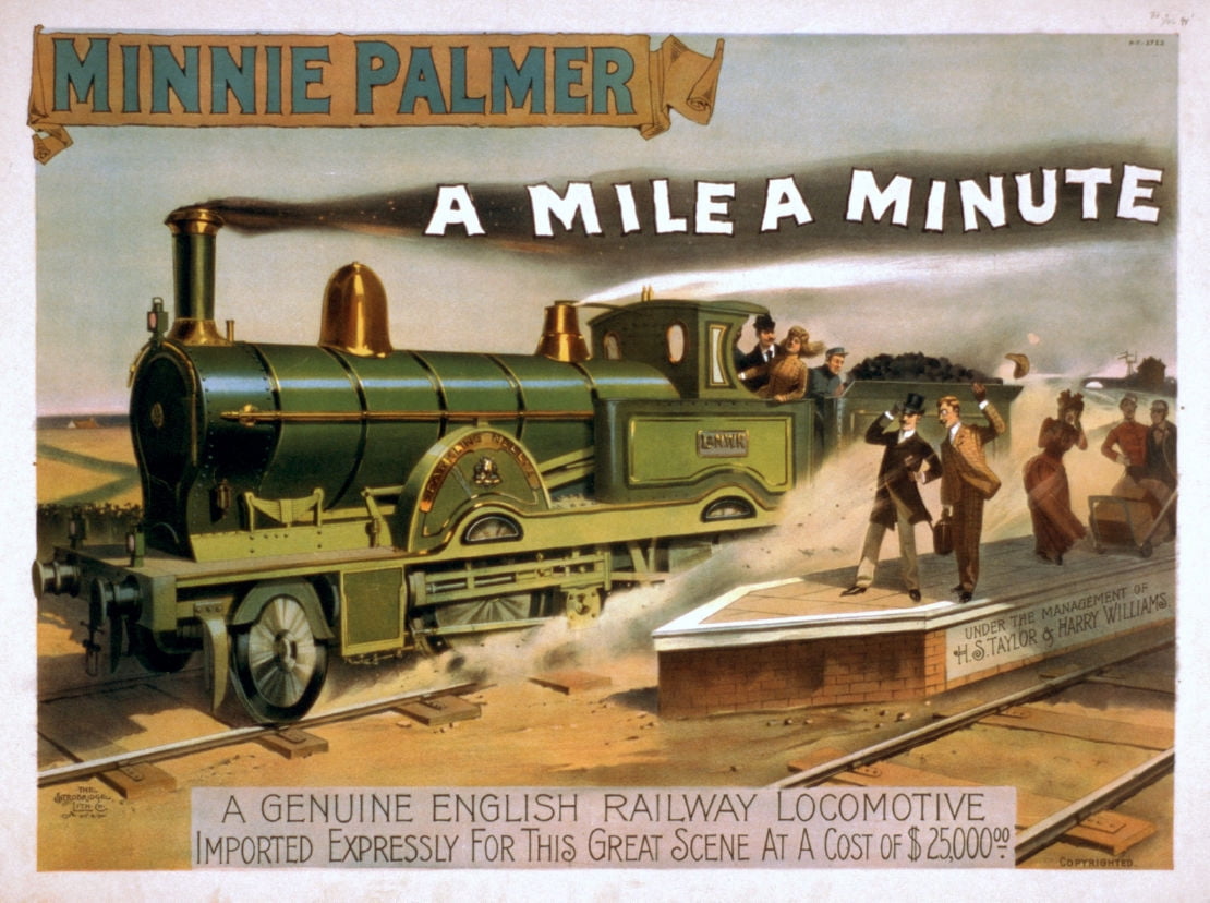 Mile A Minute Poster Minnie Palmer Train Railroad Metal Sign 8inx 12in ...