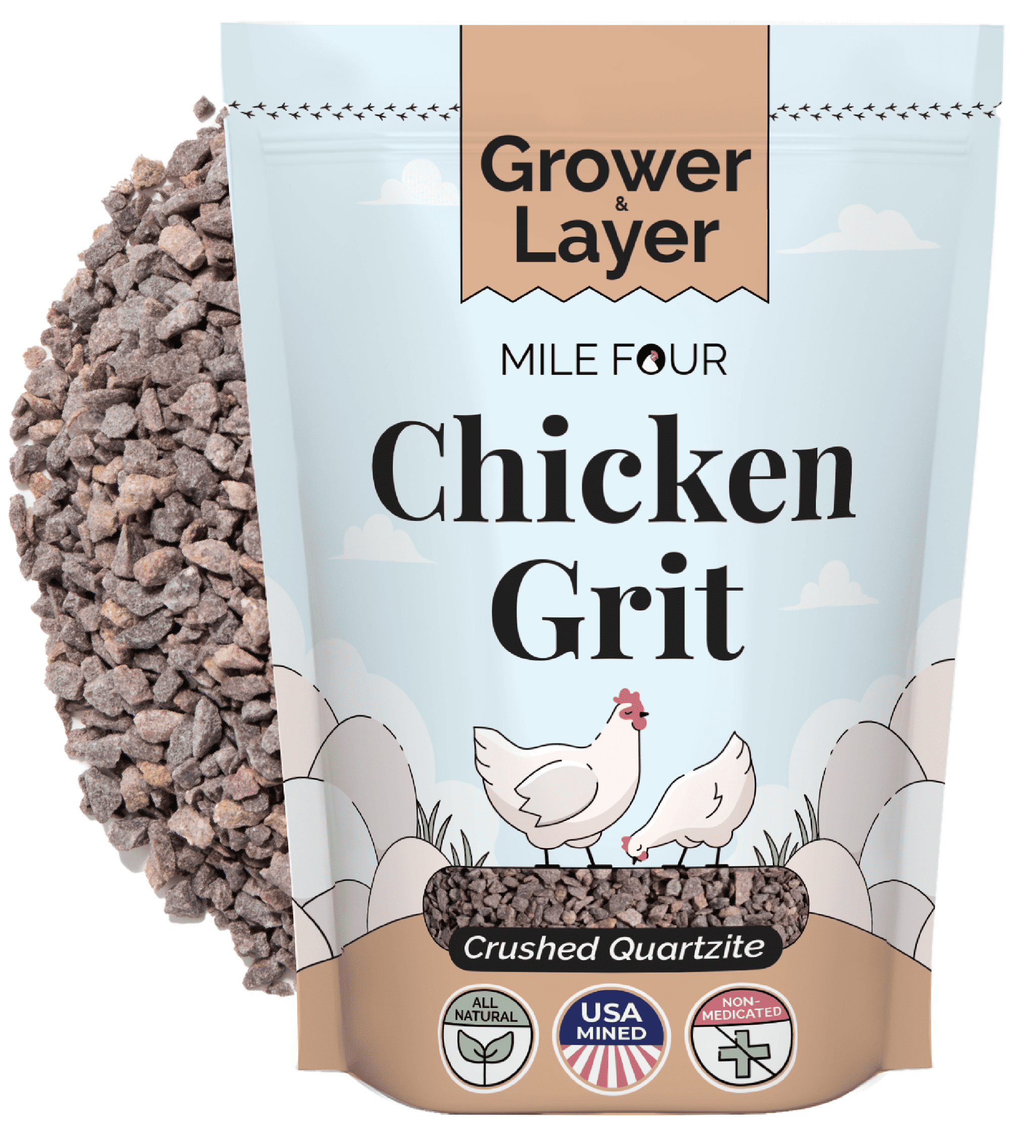 Mile Four Poultry Grit | Layer & Grower (8+ Week) | 100% US Quartzite ...