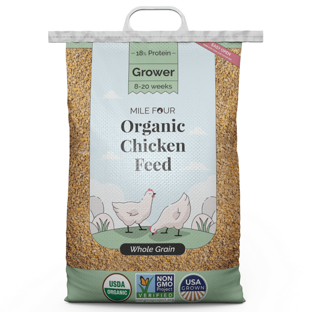 Mile Four | Natural Organic Grower Chicken Feed | Healthy 18% Protein ...