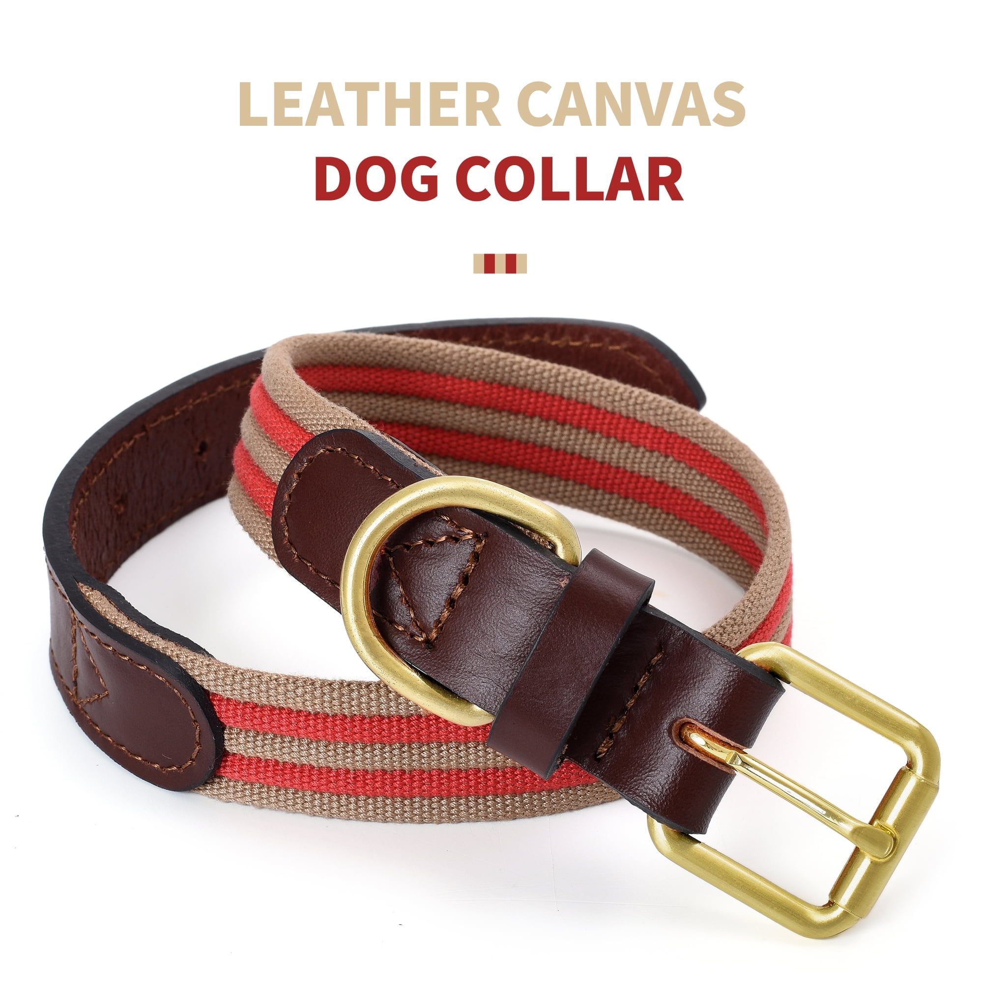 Mile High Life | Genuine Leather Dog Collar | Heavy Duty Canvas Dog ...