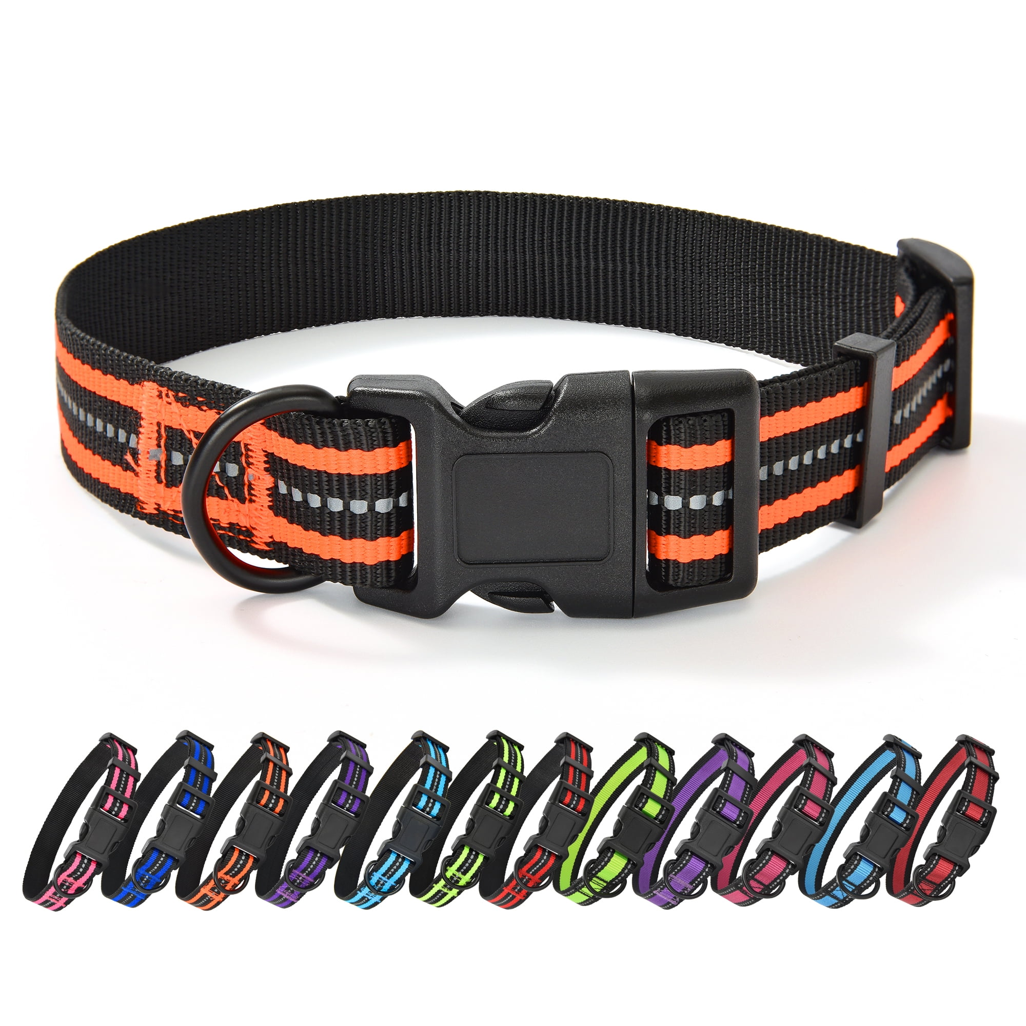 Mile High Life Reflective Dog Collar | Nylon Pet Collars wiith Buckle ...
