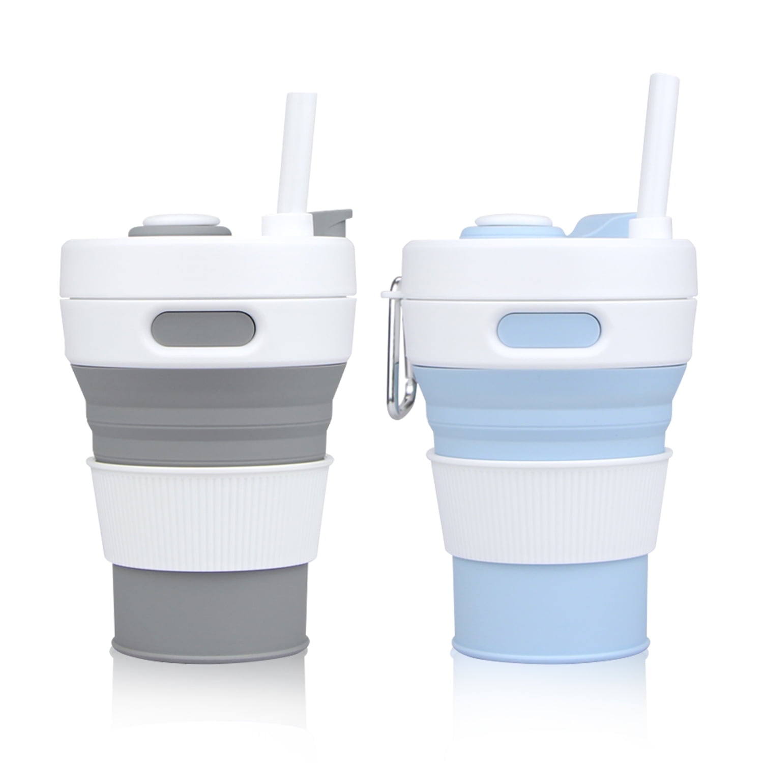 Milemduomar 2-Pack 15oz Silicone Collapsible Travel Mugs–Leak Proof ...