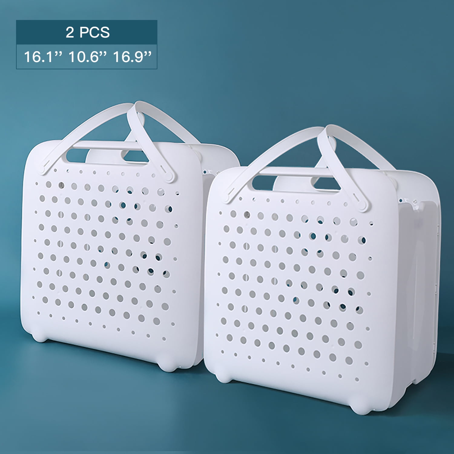 Milemduomar 2PCSx 45L Collapsible Laundry Hamper–Portable Plastic ...
