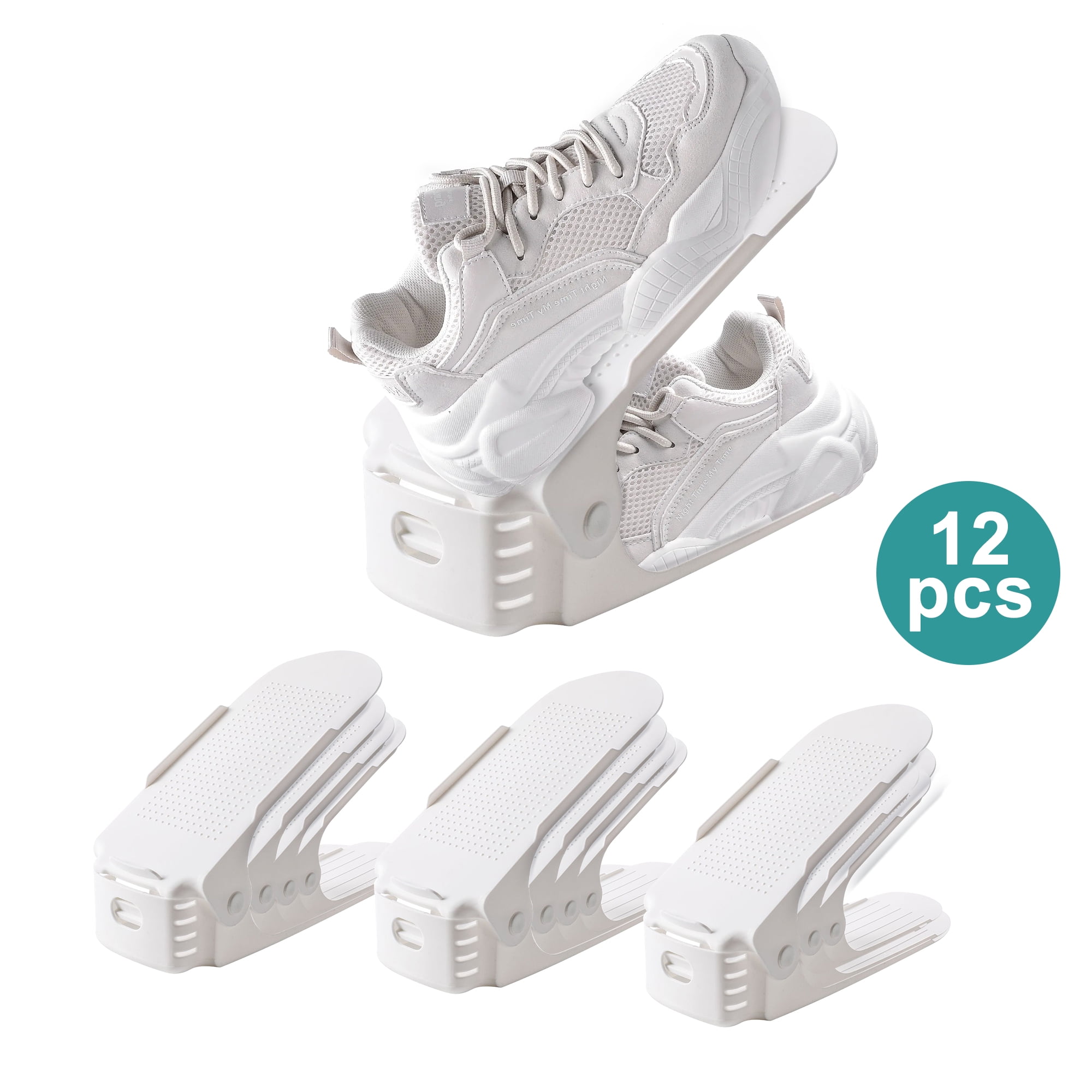 Milemduomar Adjustable Shoe Slots Organizer 12-Pack,3-Level Shoe ...