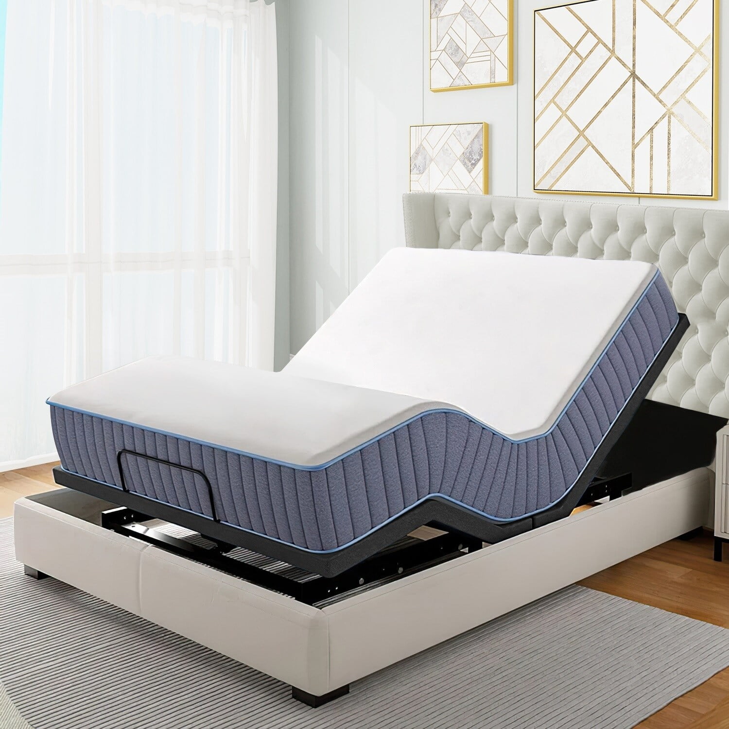 Milemont Adjustable Bed Frame, Head & Foot Incline, Wireless Remote ...