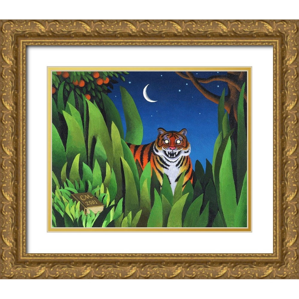 Miles, Chris 14x12 Gold Ornate Wood Framed with Double Matting Museum Art Print Titled - Tiger ...