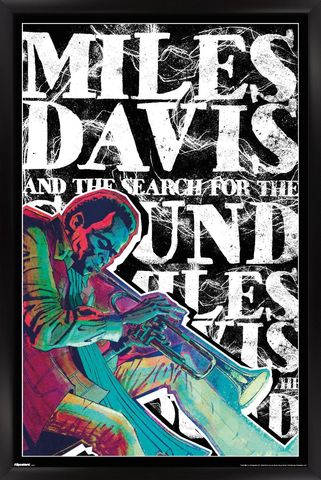 Miles Davis - Illustrated Trumpet Wall Poster, 22.375" x 34" Framed ...